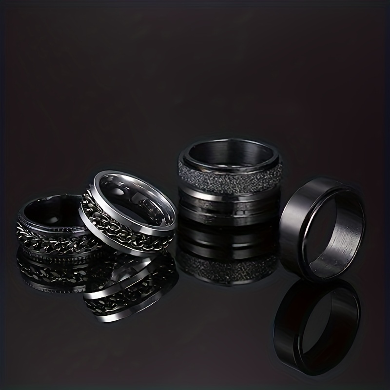Stainless Steel Ring Simple Rotating Decompression Ring Cool - Temu Kuwait
