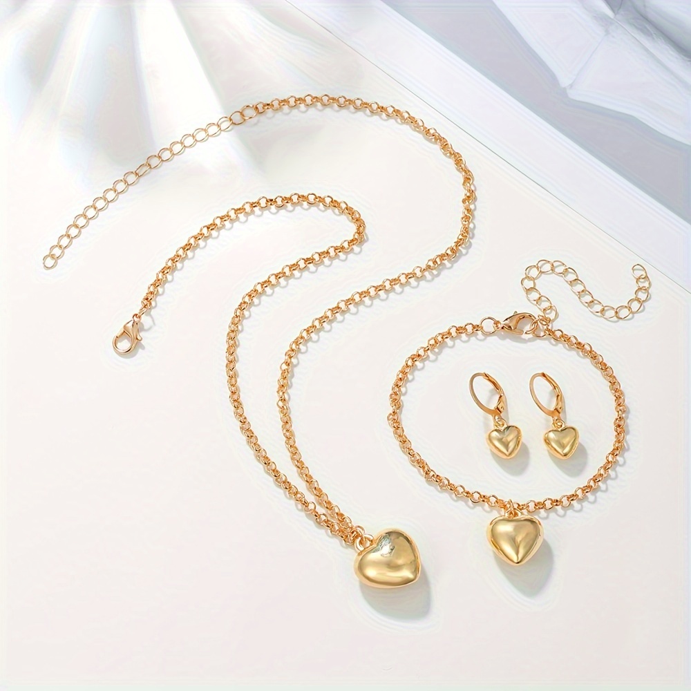 Earrings + 1 Bracelet + 1 Necklace Chic Jewelry Set Trendy - Temu Ireland