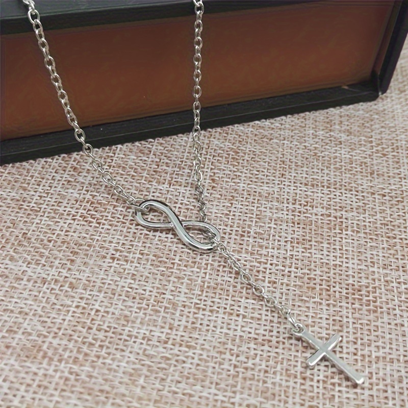 Simple Fashion Lucky Number 8 Cross Cross Necklace Women's - Temu ...