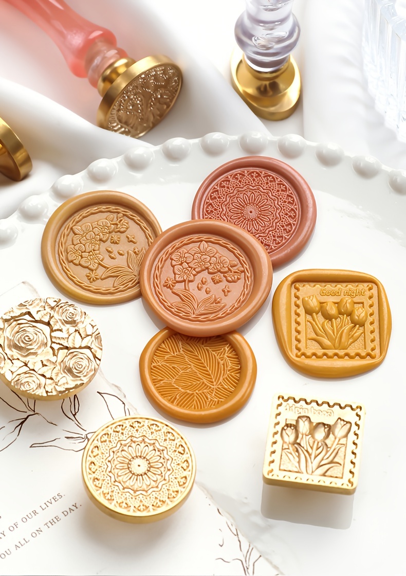 New Stamp Head Wax Seal Flowers Grasses Retro Irregular - Temu