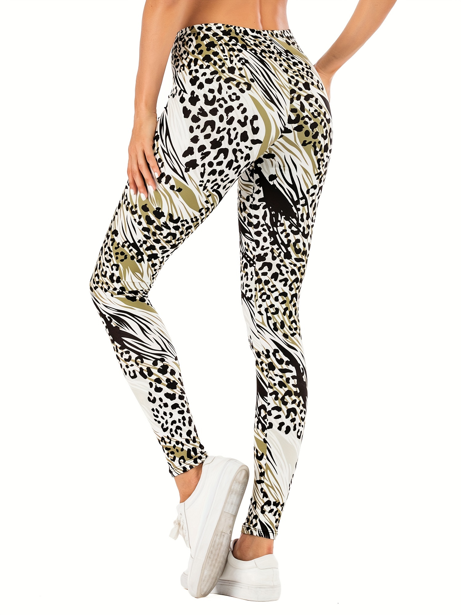 Leopard Print Yoga Pants Stretchy Running Workout Fitness - Temu Canada