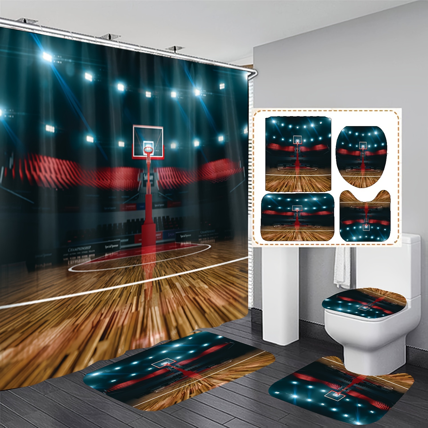 Sports Field Bathroom Gift Set Included Shower Curtain 70" - Temu Ireland