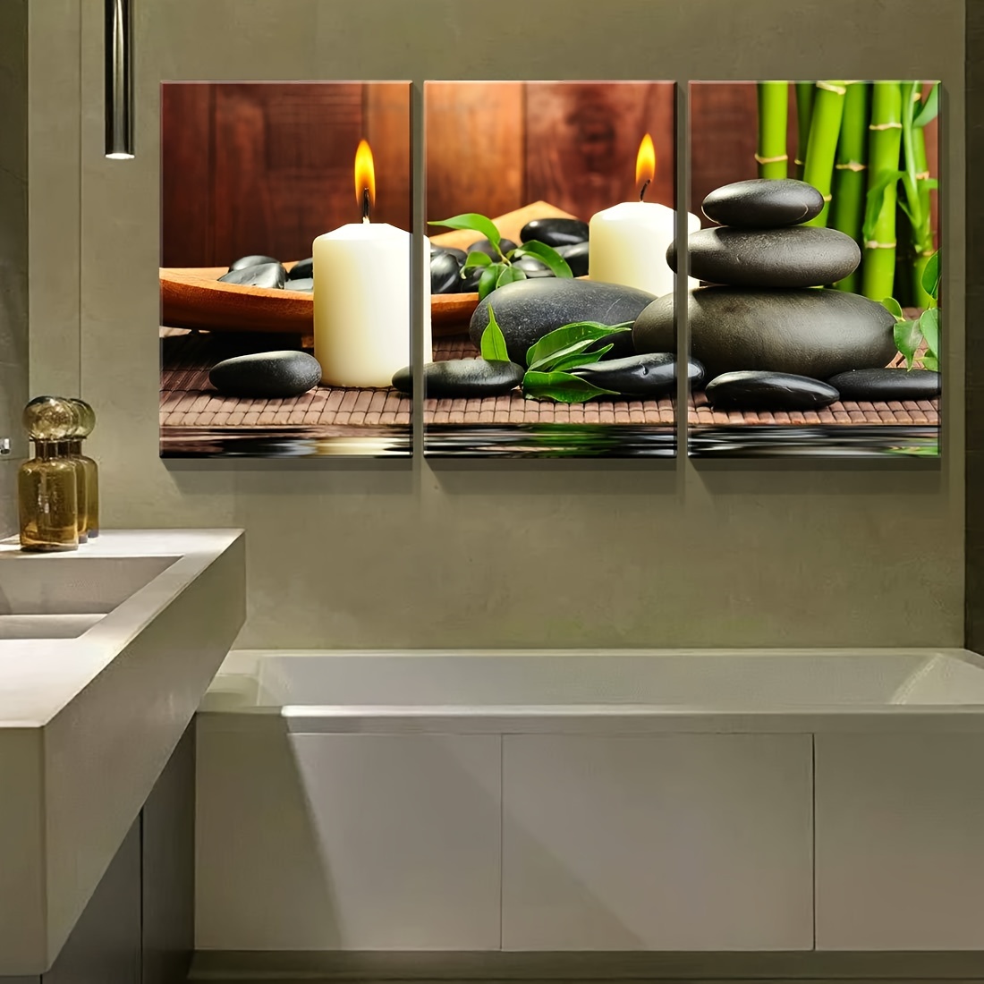 Unframed Canvas Wall Art, Spa Still Life With Aromatic Candles And ...