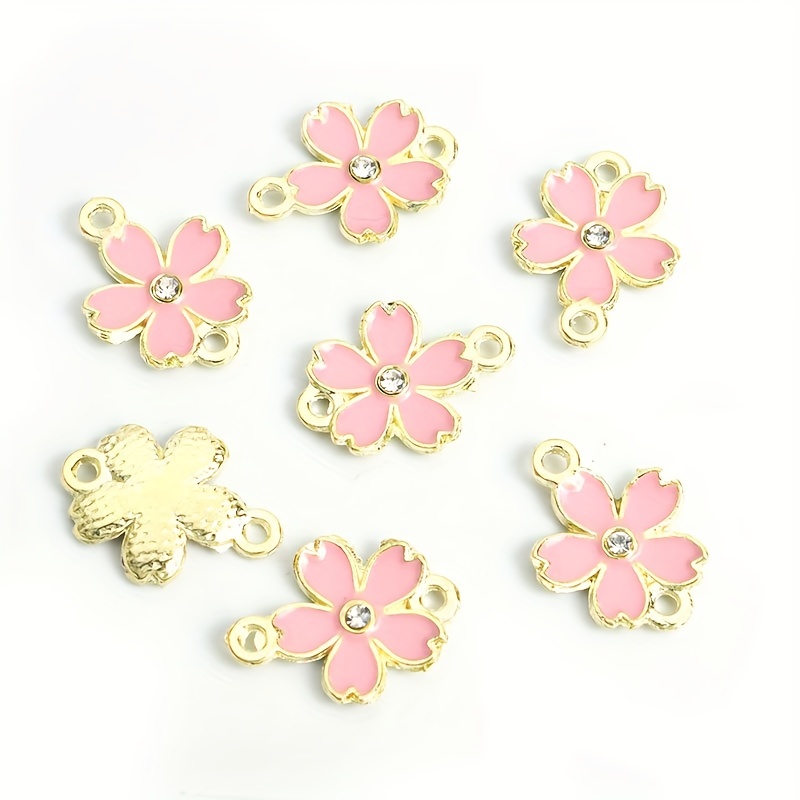 Rhinestones Inlaid Colourful Sakura Shape Enamel Connectors - Temu ...