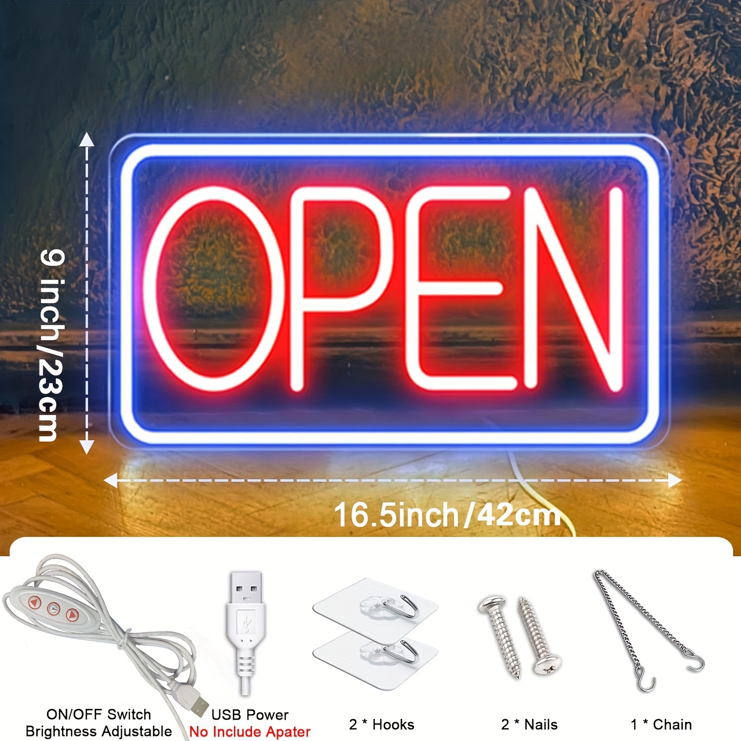 1pc Led Neon Open Borden Voor Bedrijven 16 5 "X 9" - Temu Netherlands