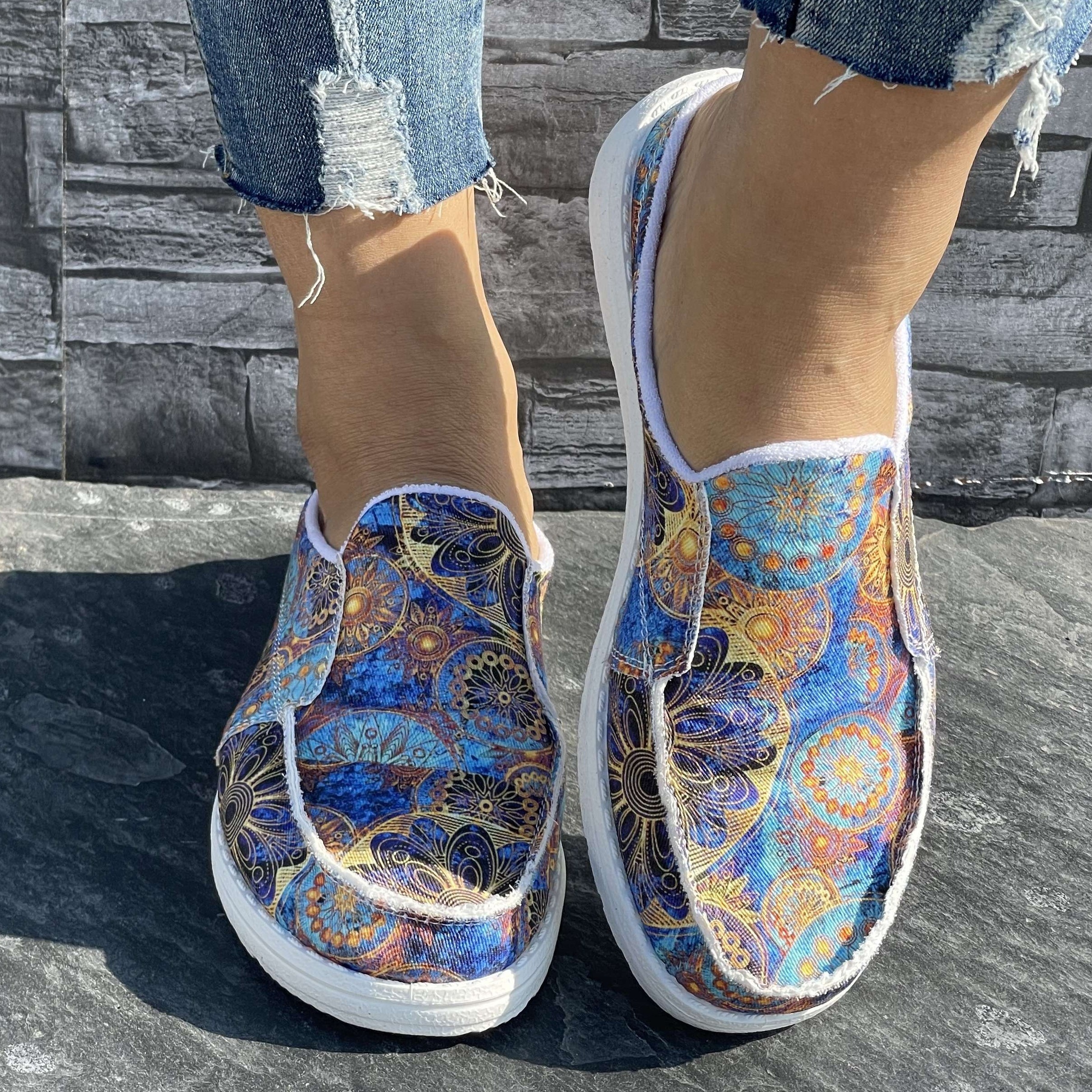 Womens Floral Pattern Casual Shoes Slip Lightweight Soft - Temu United ...