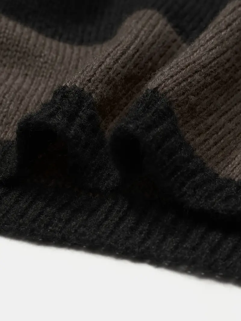 Preppy Retro Striped Pattern Knitted Sweater Mens Casual Temu