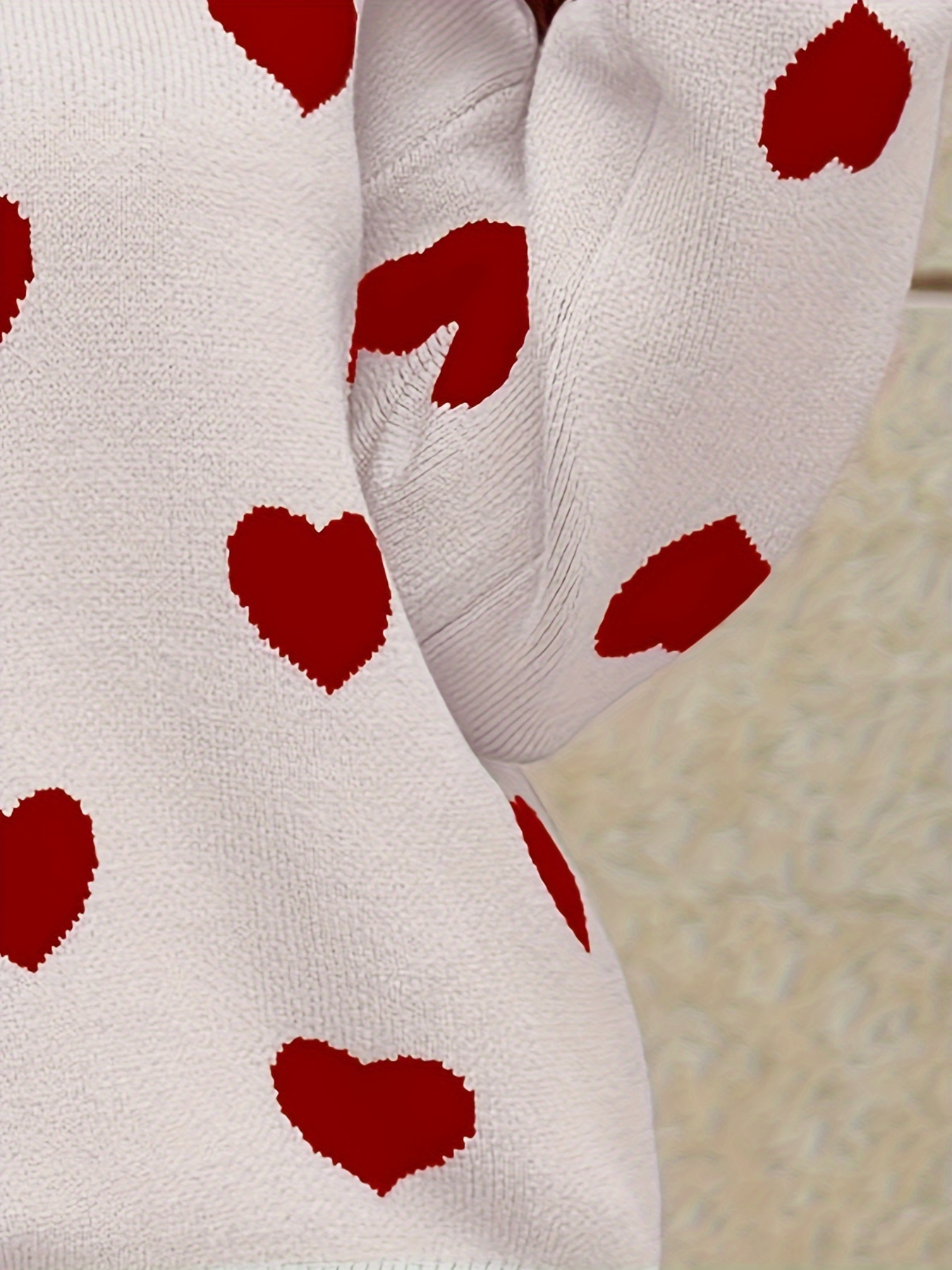 heart pattern crew neck pullover sweater casual long sleeve - Temu ...