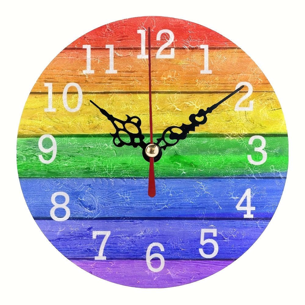 Rainbow Striped Wall Clock Silent Non Ticking Wall Clock - Temu Portugal