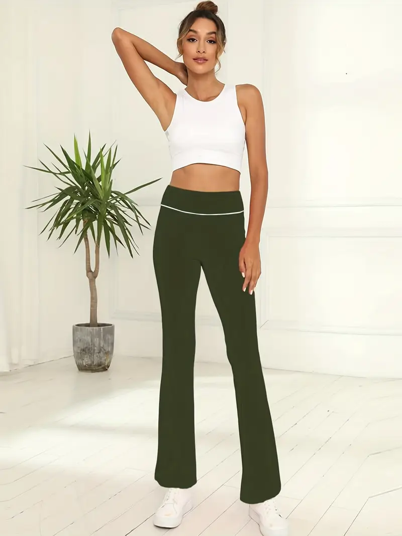 Casual Leggings Plus Size Women S Plus Contrast Trim Wide Temu Australia