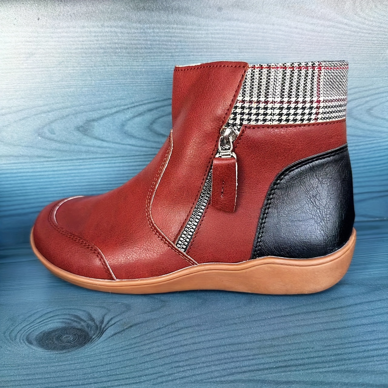 Botas Cortas Estampado Pata Gallo Mujer Botines Informales - Temu Mexico