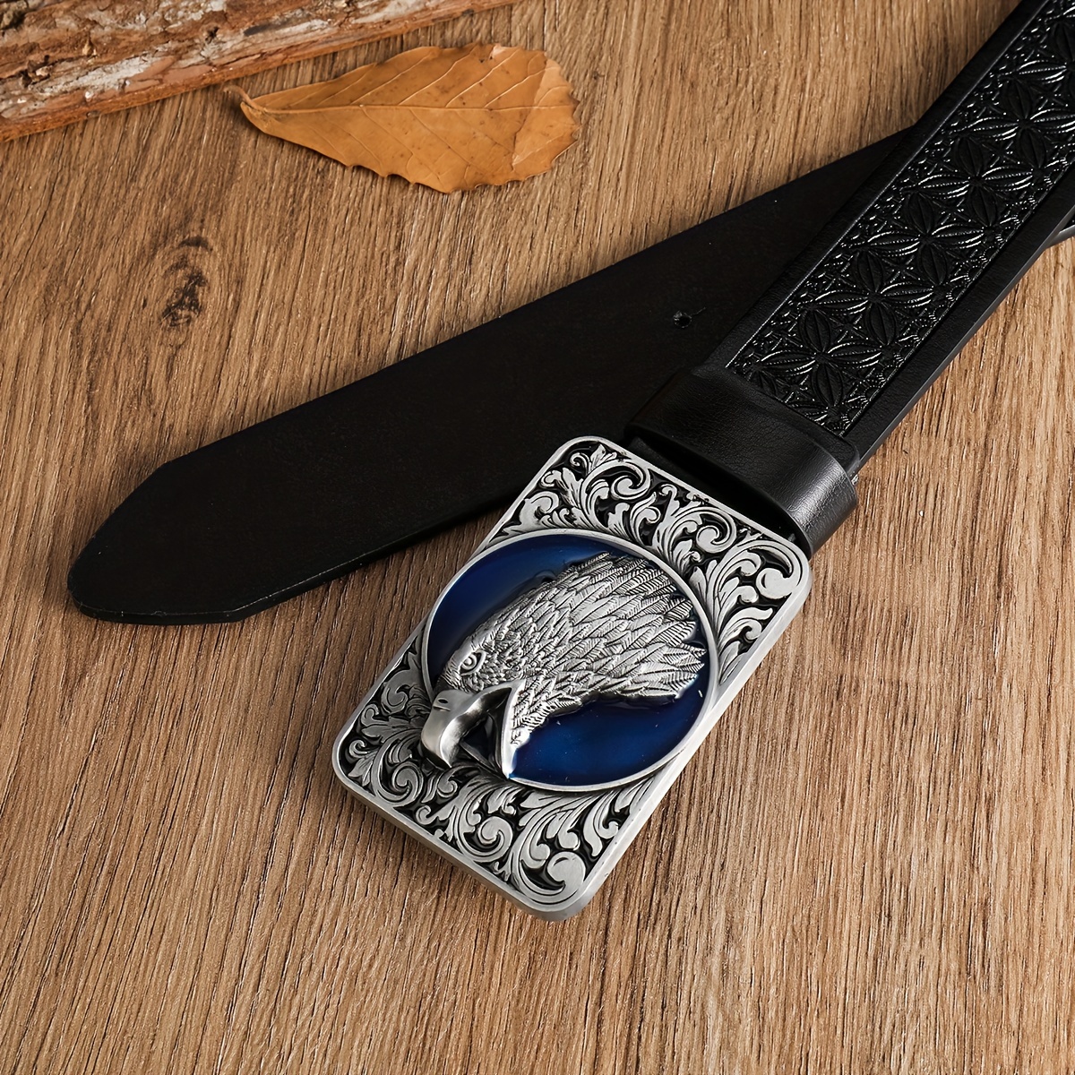 Men's Eagle Buckle Belt Trendy Smooth Buckle Western Cowboy - Temu ...