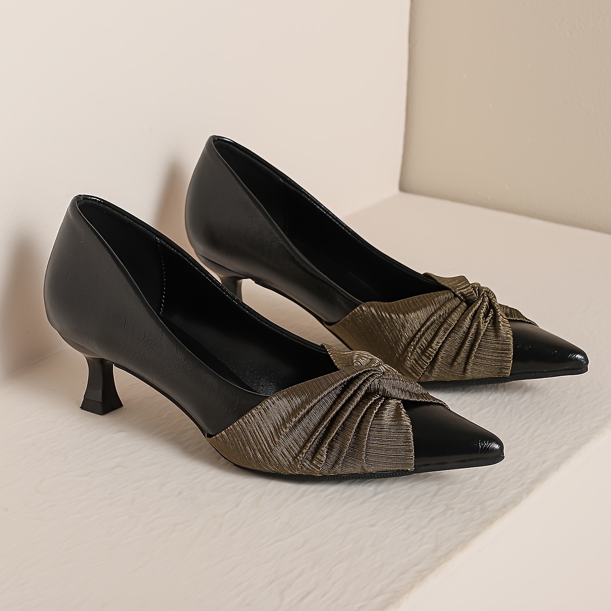 Toe Slip Pumps Women s Bow Kitten Heels Elegant Pointed - Temu Australia