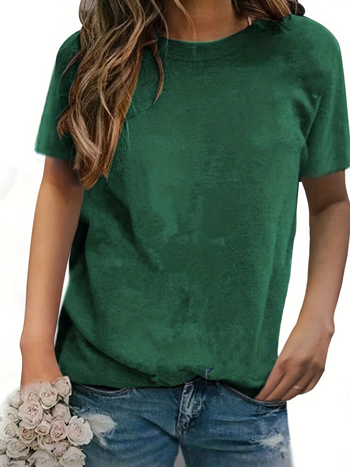 無地 Tシャツ クルーネック 半袖 夏 万能 Tシャツ 婦人服 Temu Japan