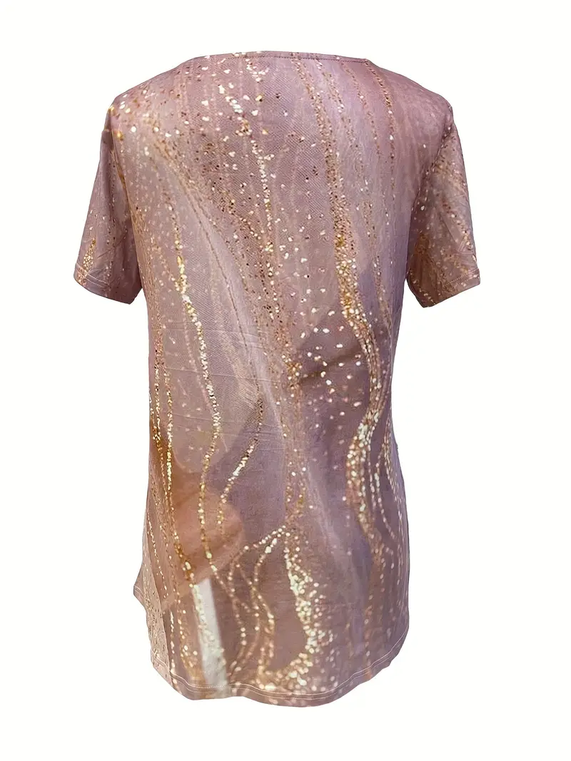 Plus Size Casual T Shirt Womens Plus Allover Print Short Temu