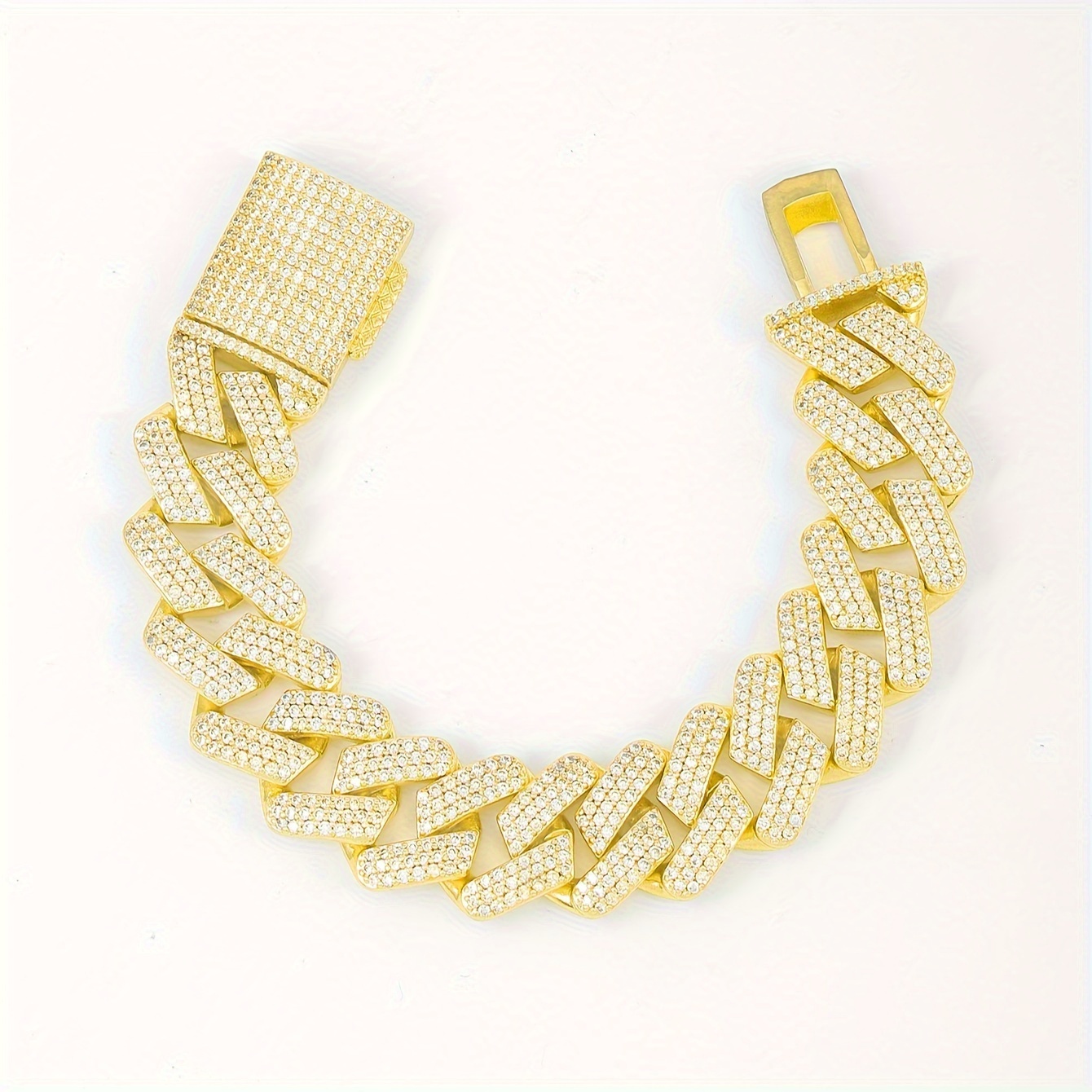 Iced Chain Snap Buckle Chain Bracelet Daily Wear - Temu United Kingdom