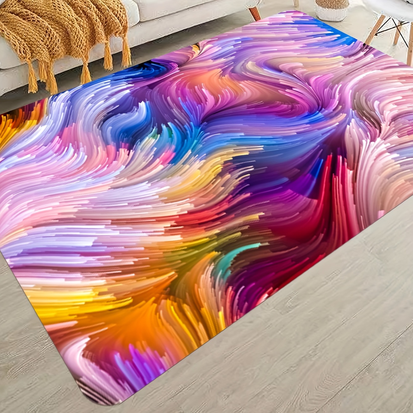abstract colorful area rug modern polyester rectangle floor - Temu ...