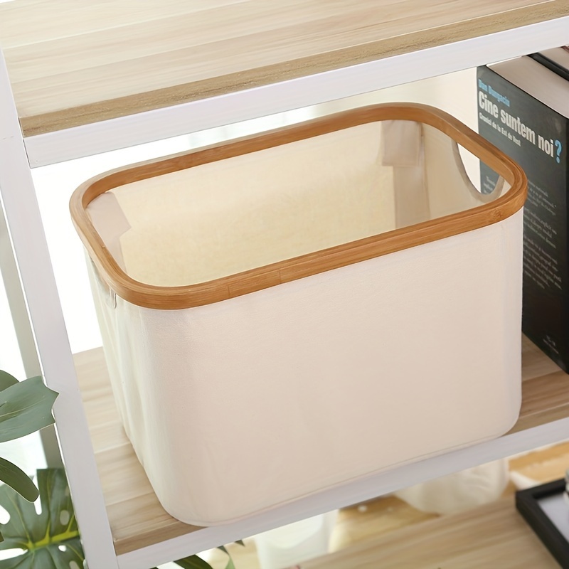 Rectangular Laundry Basket Made Fabric Wood Clothes Toys - Temu United ...