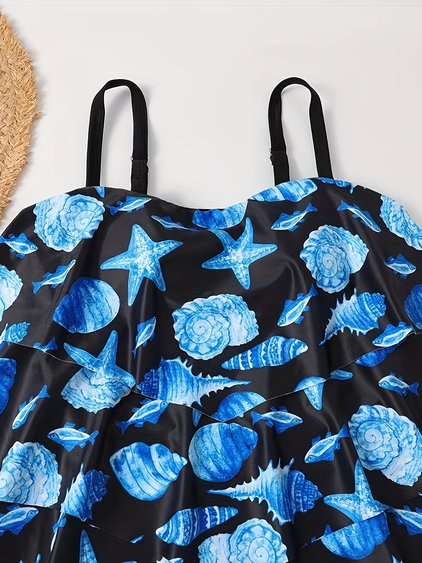 Print Tankini Ruffle Hem Cami Short - Temu Canada