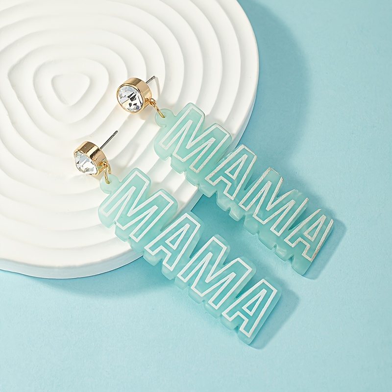 Letter MAMA Design Dingle Øreringe Simple Party Style Akryl - Temu Denmark