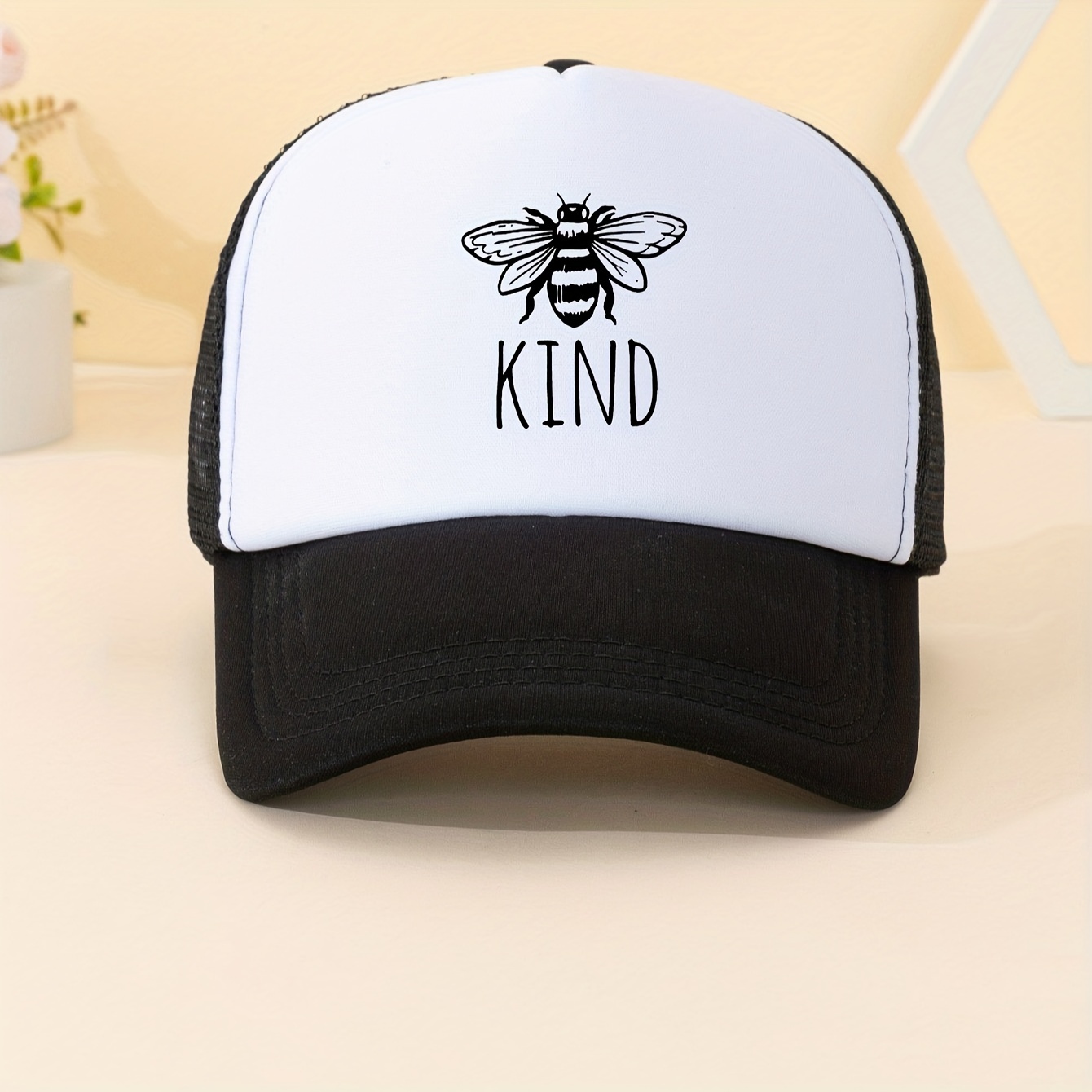 Kind Bee Print Baseball Trendy Color Block Breathable - Temu Norway