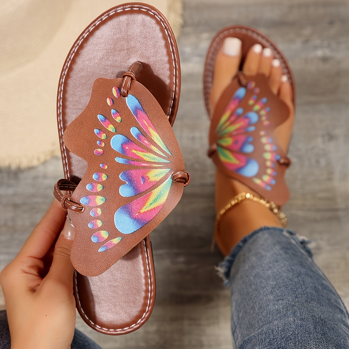 Butterfly Design Thong Sandals Women s Soft Sole Lightweight - Temu Canada
