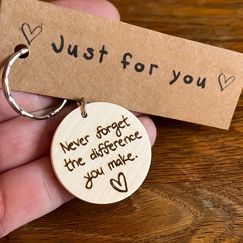 1pc Wooden Keyring Never Forget The Difference You Make Engraved Wood ...