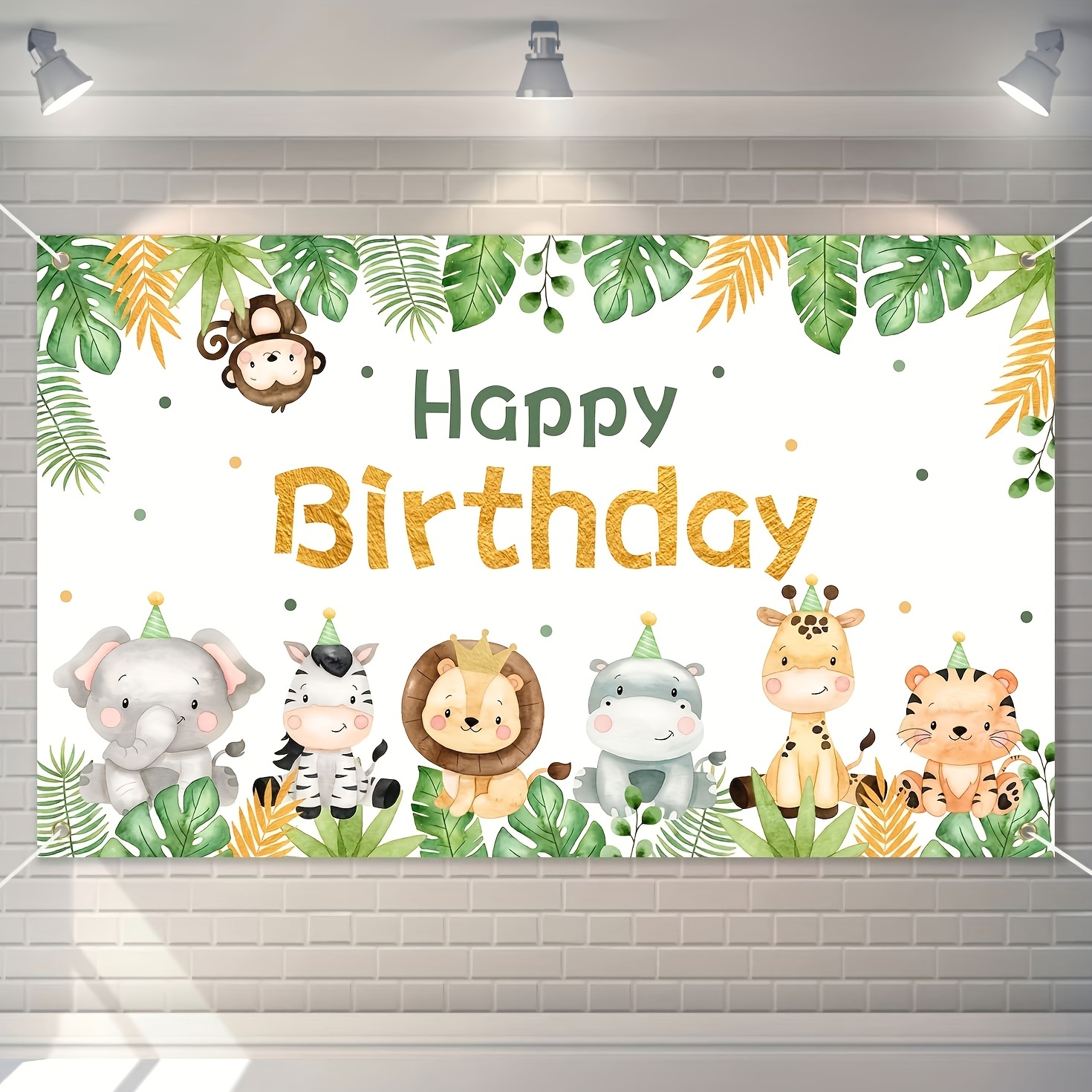 1pc, Cartoon Animal Backdrop, Happy Birthday Party Photo Cloth ...
