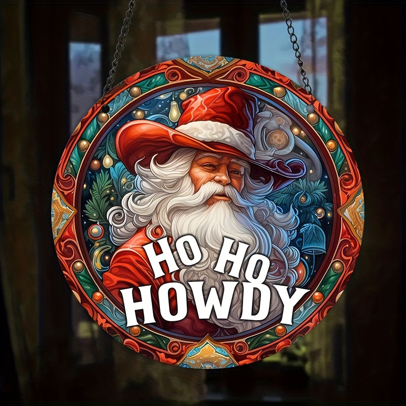 Santa Claus Window Decor Stained Suncatcher Wreath Pendant - Temu ...
