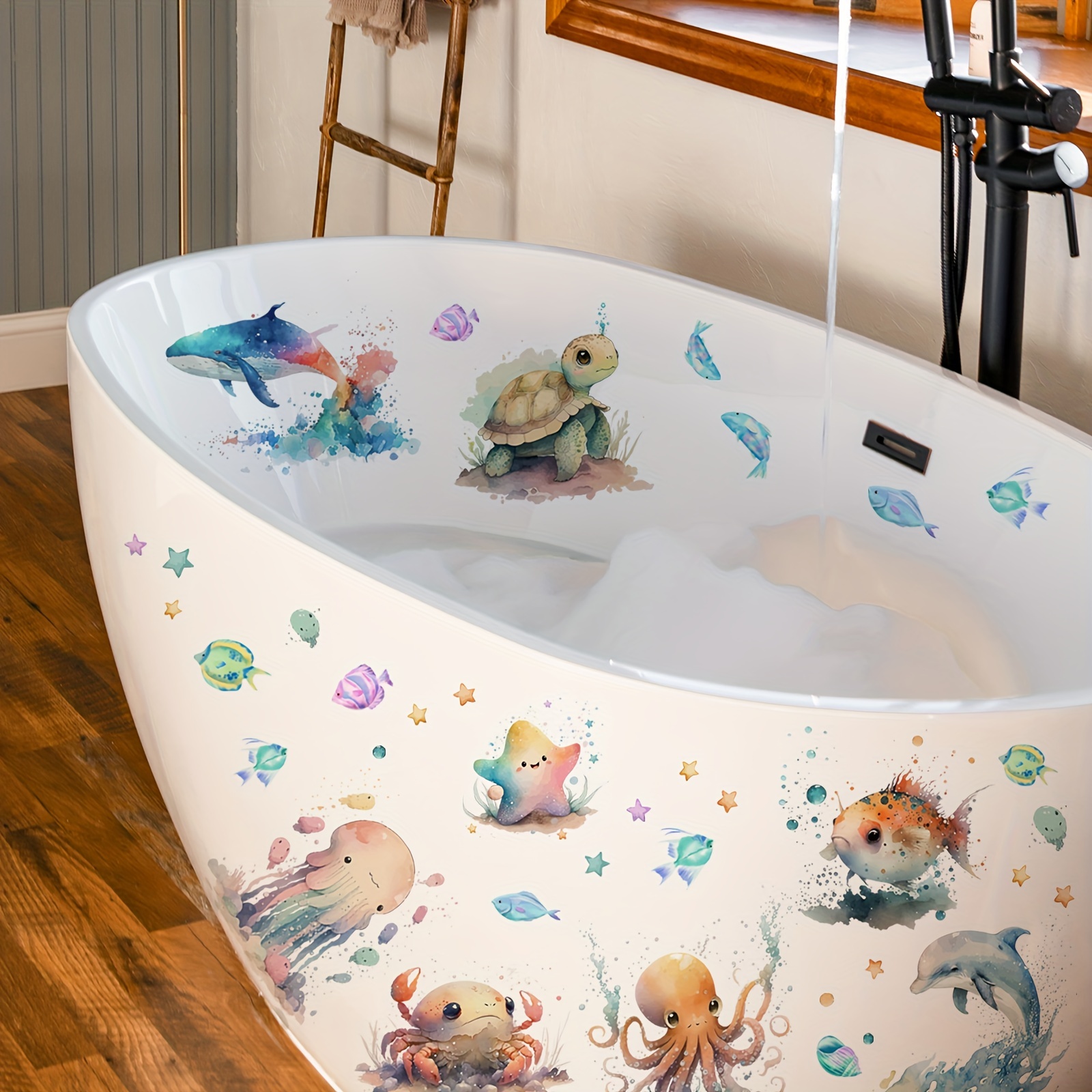 1set Ocean Animal Pattern Bathtub Appliques Cute Turtle - Temu United ...