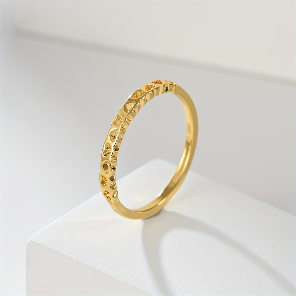 Unisex Thin Half Circle Peach Heart Stainless Steel Ring - Temu United ...