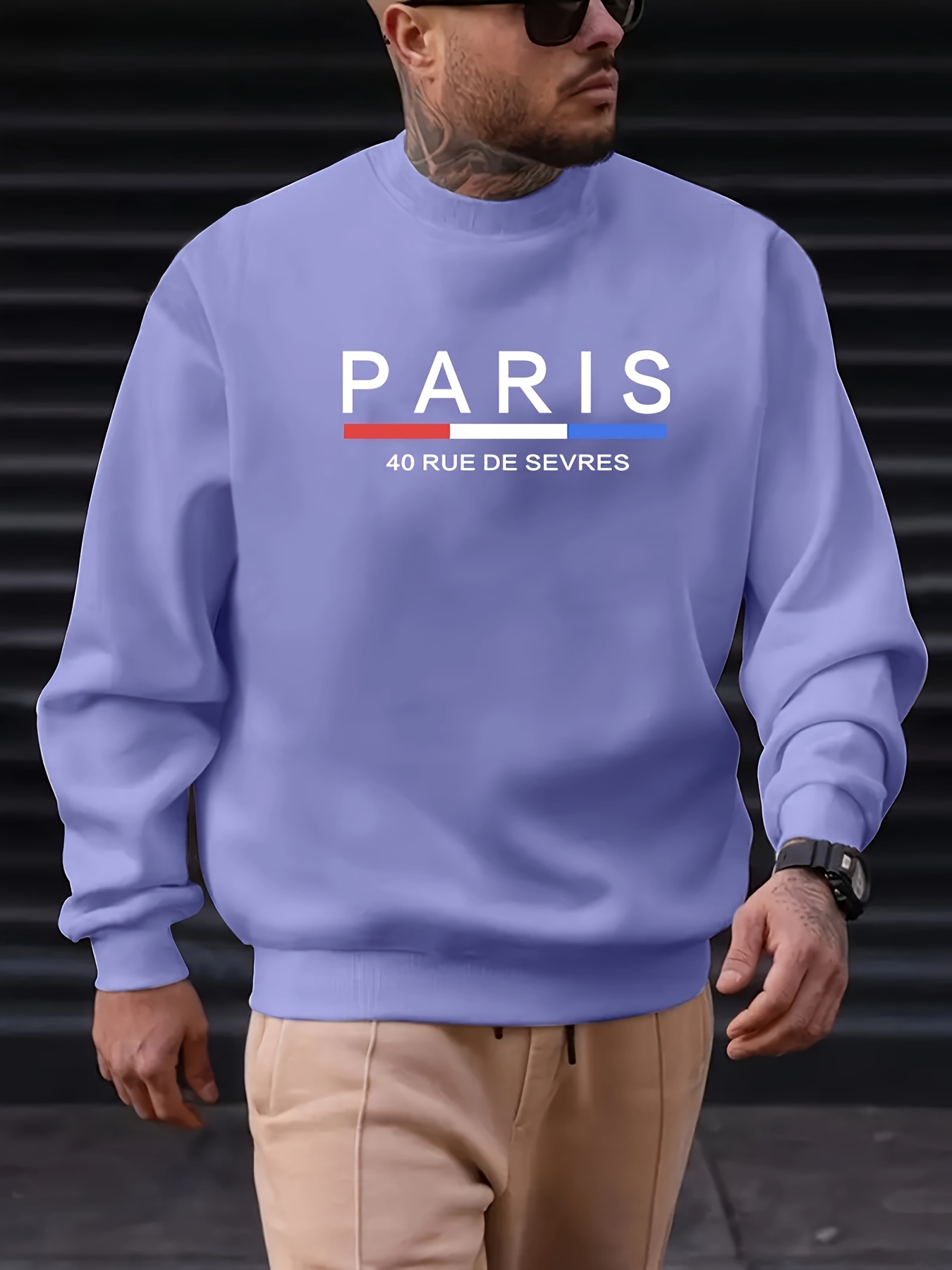 Paris Print Men's Trendy Sweatshirt Casual Graphic Design - Temu Canada