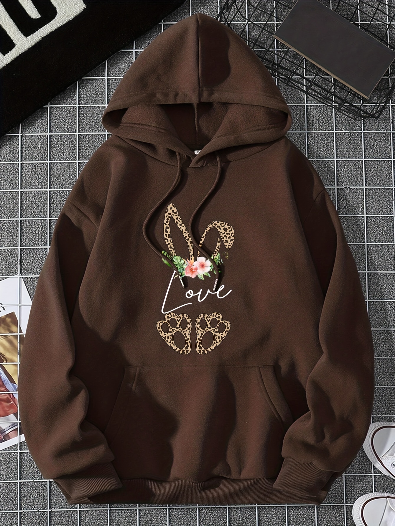 Leopard Animal Print Kangaroo Pocket Hoodie Casual Long - Temu Denmark