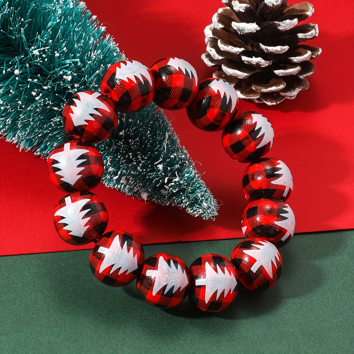 1 Stück Nadd Village Weihnachtsarmband Holzperlen Bedrucktes - Temu ...