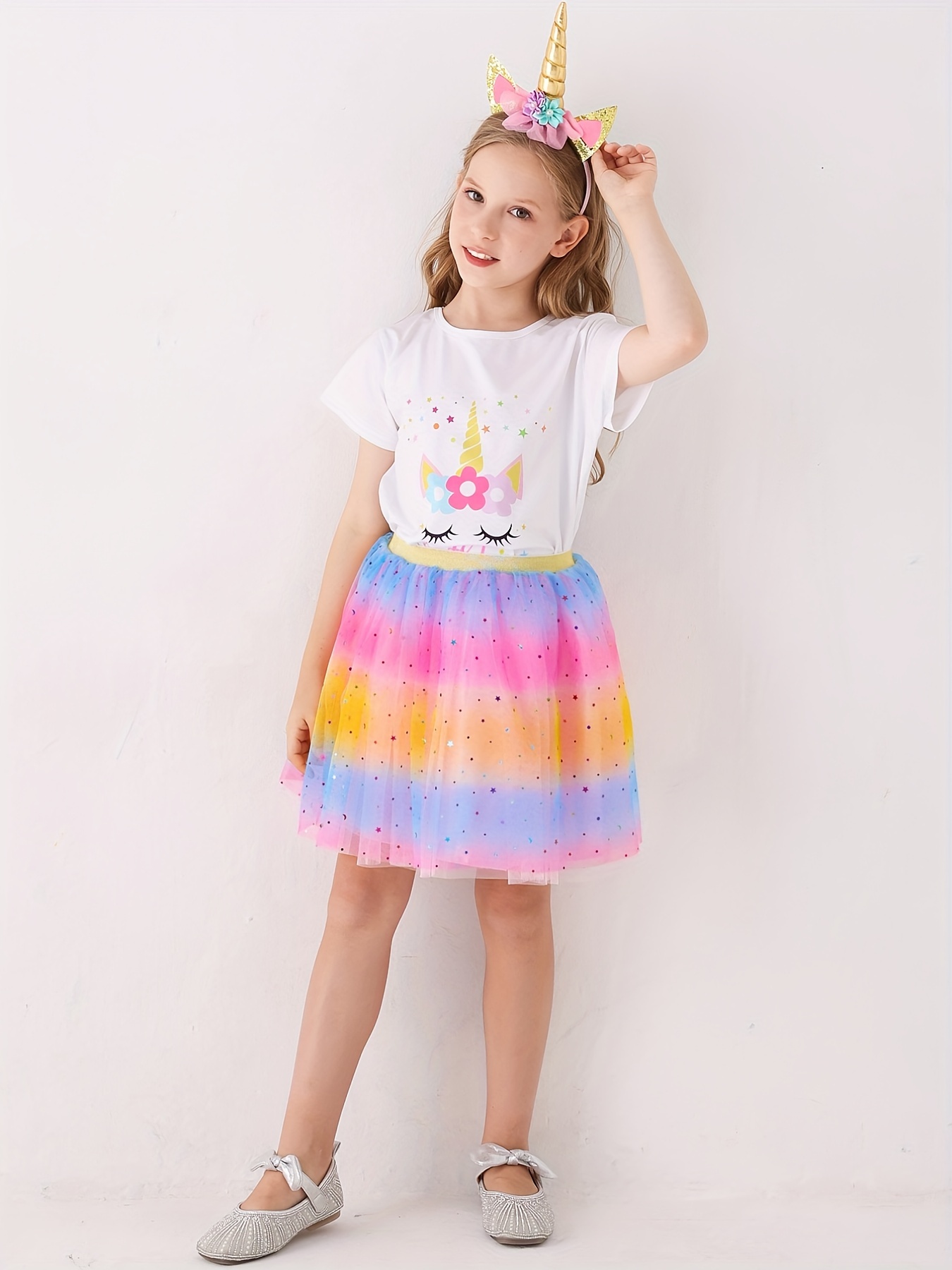 Toddler Girls Gradient Galaxy Sequin Stars Moon Mesh Tutu - Temu United ...