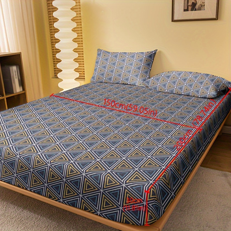 Simple Fashion Geometric Print Brushed Fitted Sheet (without - Temu Canada