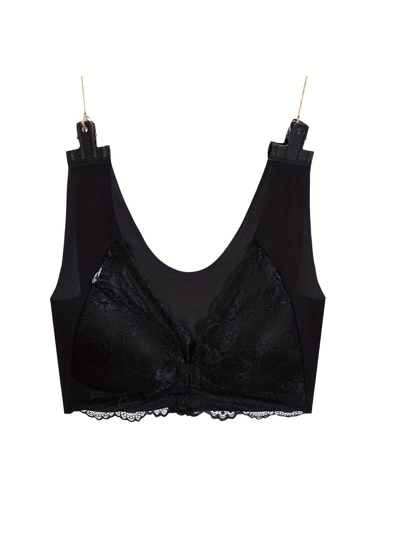 Simple Solid Floral Lace Wireless Bra Comfy Breathable - Temu New Zealand