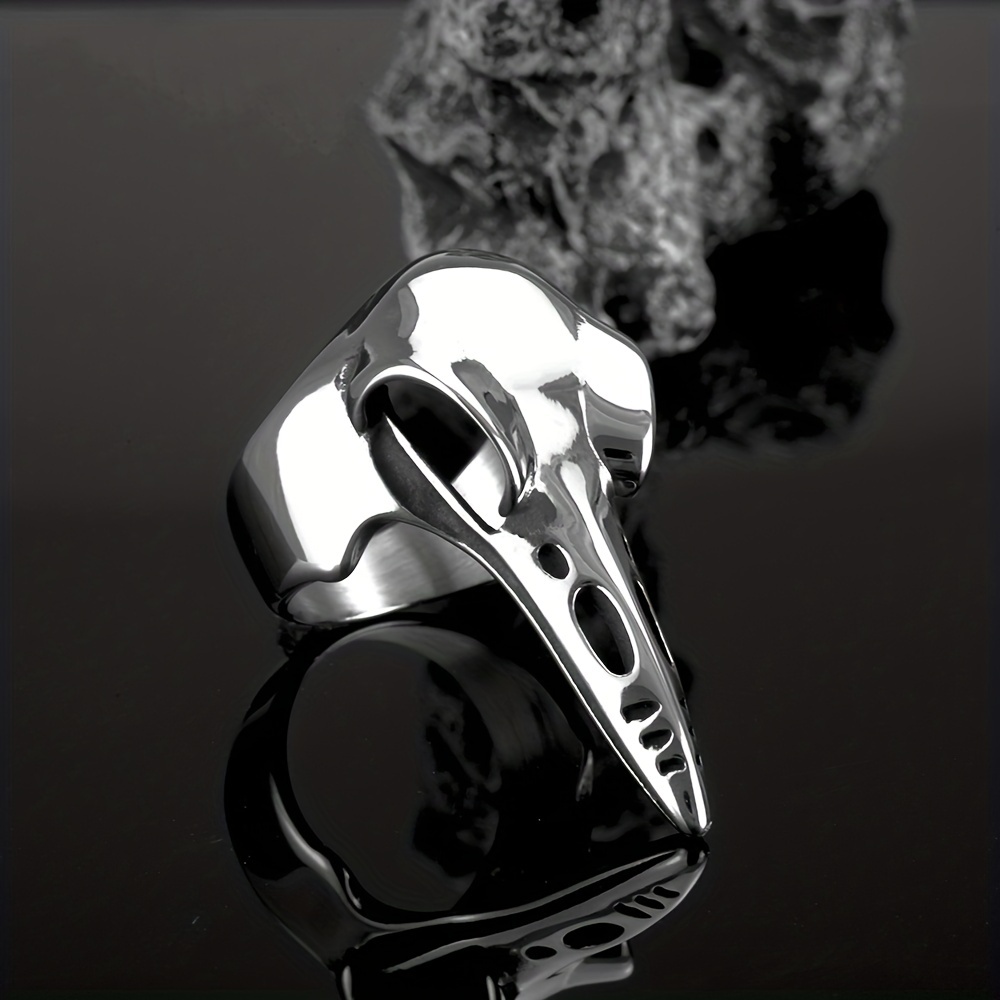 1ps Men's Retro Silvery Skull Woodpecker Titanium Steel - Temu
