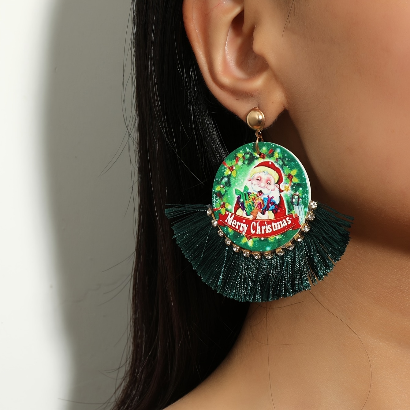 Christmas Santa Claus Print Colorful Threads Tassel Decor - Temu United ...