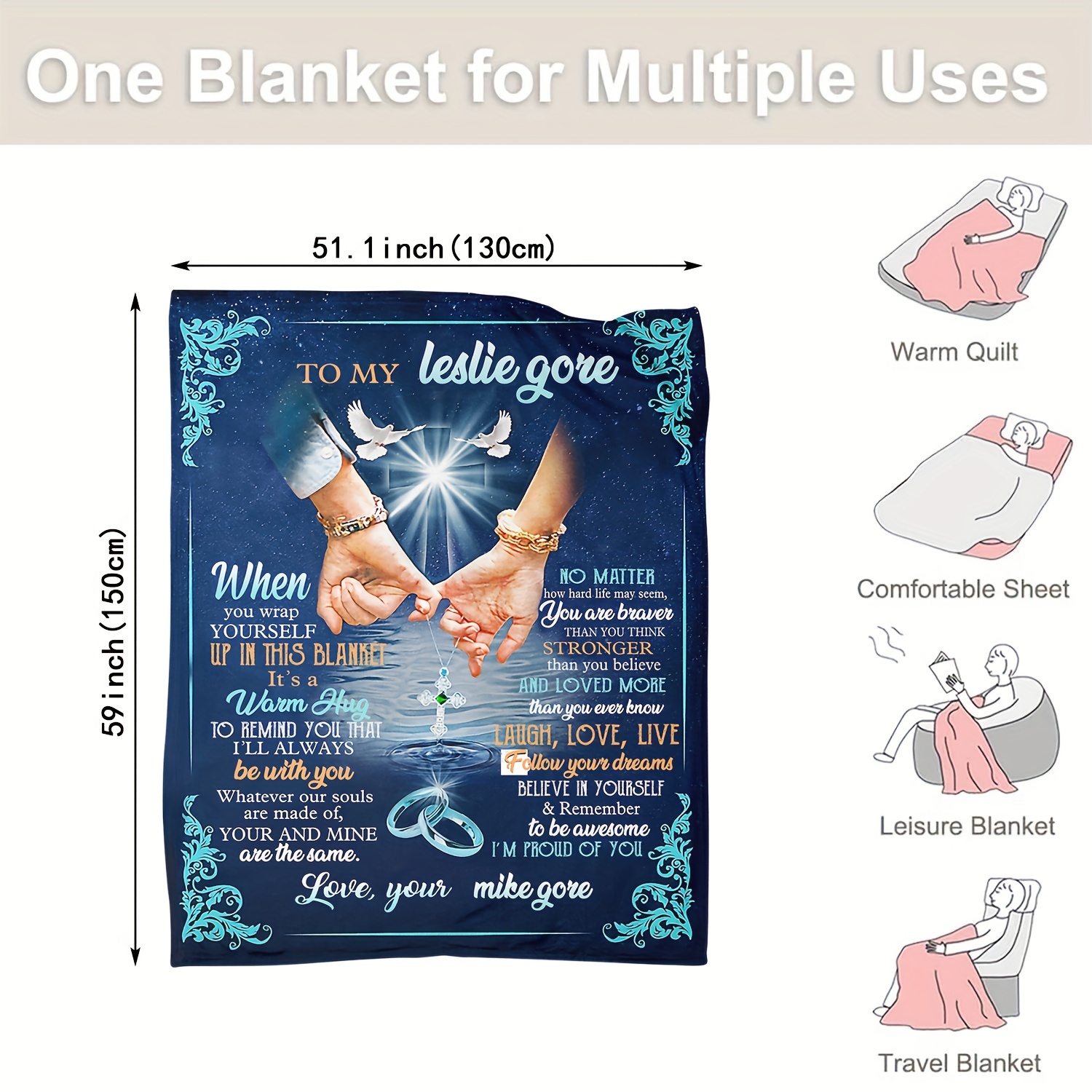 Envelope Print Flannel Blanket Couple Lovers Soft Warm Throw - Temu Canada