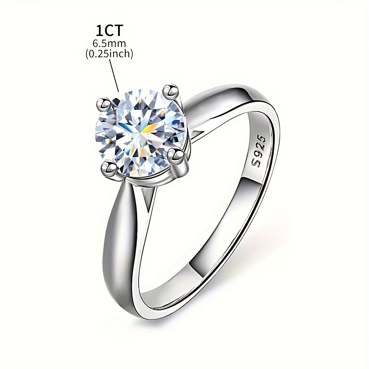 1 carat moissanite engagement ring women s925 pure silver Temu