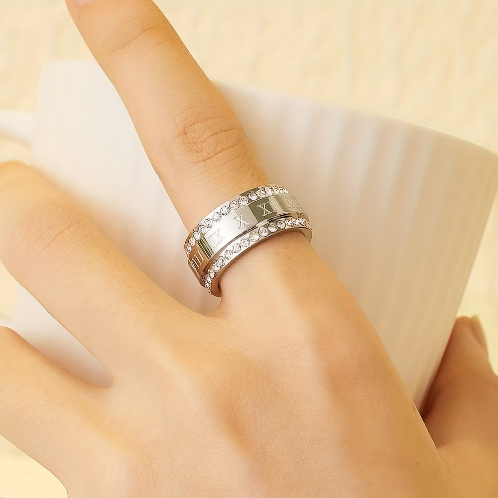 Men's Personality Number Ring Couple Titanium Steel Ring, Double Row ...