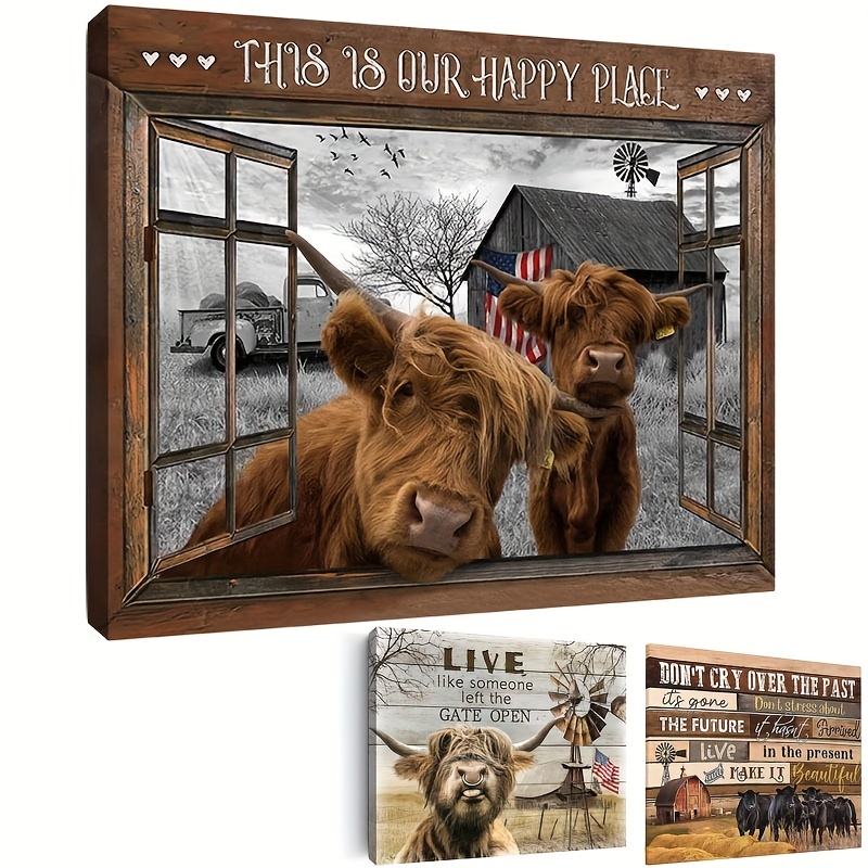 Highland Cow Wall Art Farm Animal Picture Wall Decoration - Temu Norway