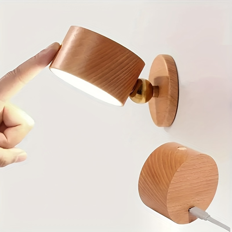 Jedan komad Drvene LED zidne lampe 360° rotirajuće zidne - Temu