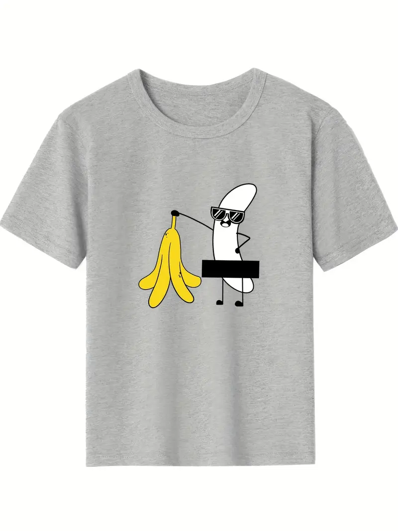 面白いバナナプリントの男の子用 ティブtシャツ で軽量で快適な半袖ティー 夏の子供服 Temu Japan