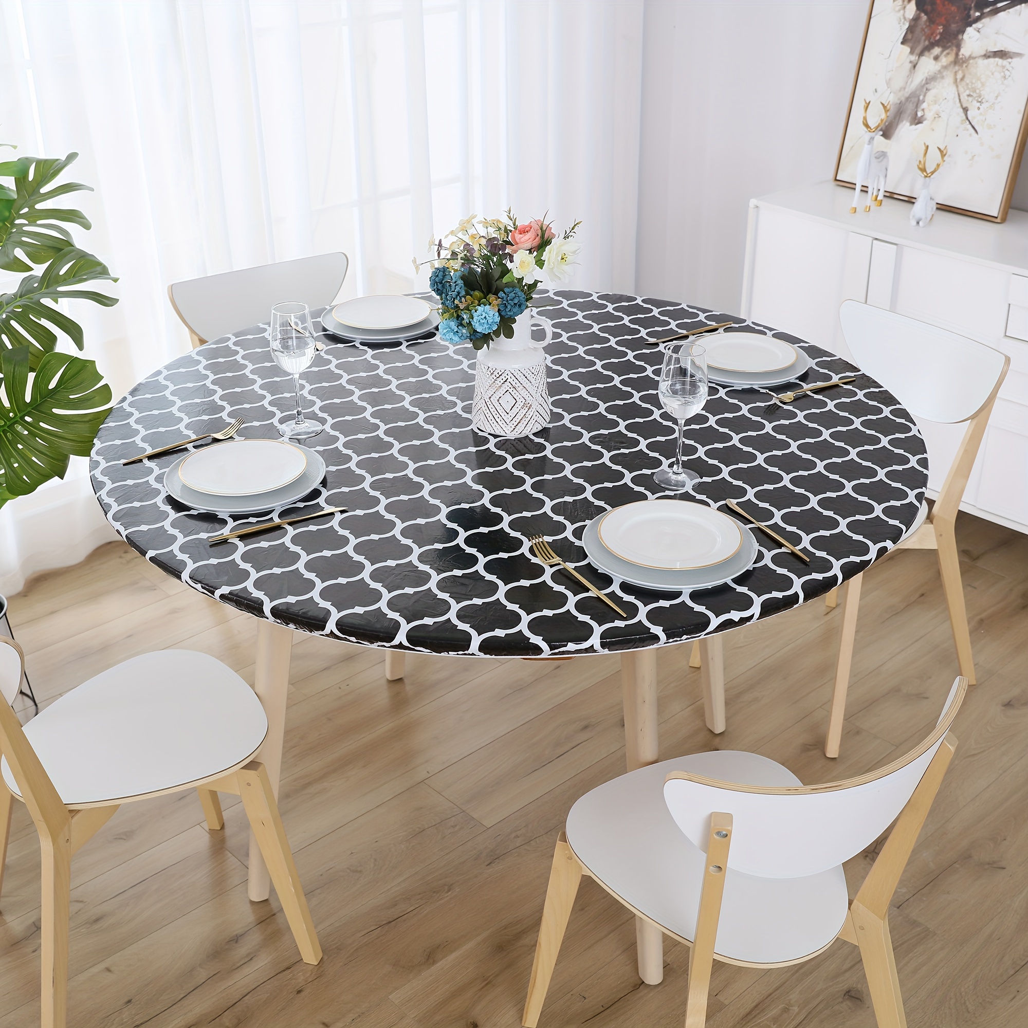 1 Pièce Nappe En Vinyle Housse Table Ronde Marocaine Nappe - Temu ...