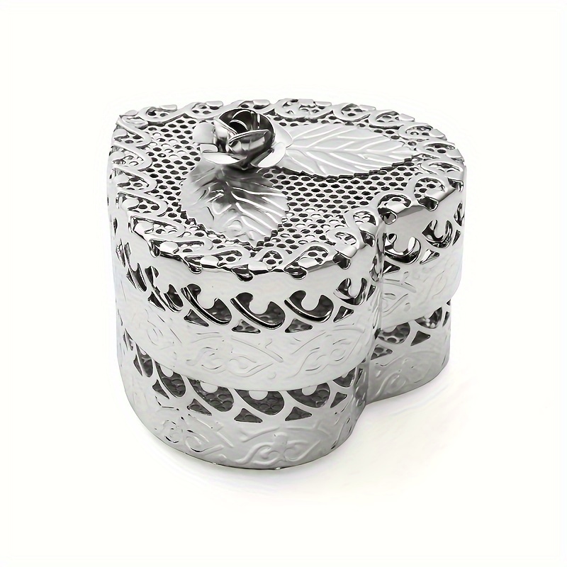 Silvery Rose Jewelry Box Hollow Heart shape Jewelry Storage - Temu New ...
