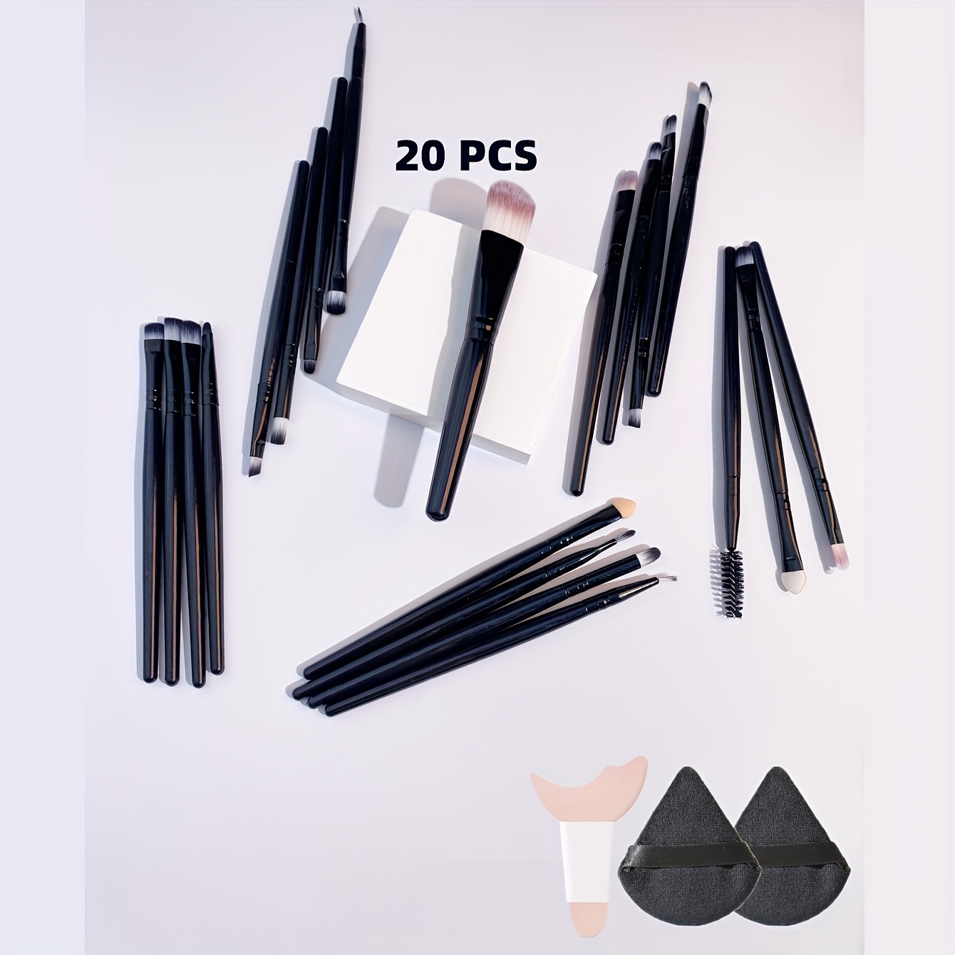 Powder Puff + Eyeliner Aid + Makeup Brush Set Makeup Tools - Temu Canada