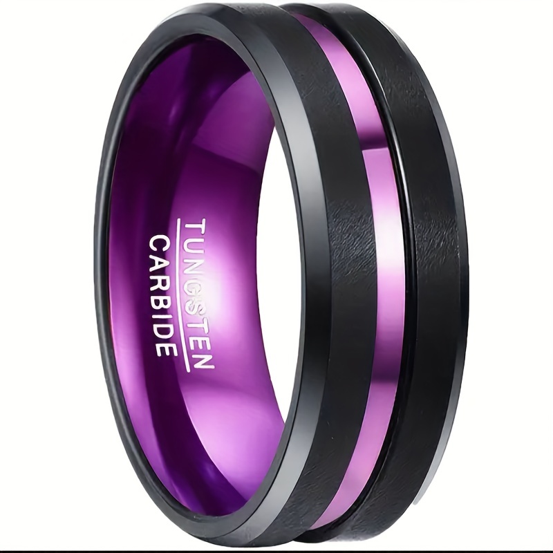 Men's Flat Purple Single Slot Tungsten Ring Suitable Men's - Temu ...