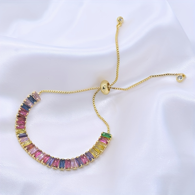 Iced Shiny Zircon Chain Bracelet Adjustable Hand Chain - Temu United ...